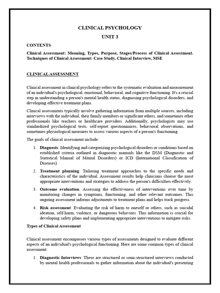 Clinical Psychology Unit 3 | PDF | Mental Disorder | Clinical Psychology