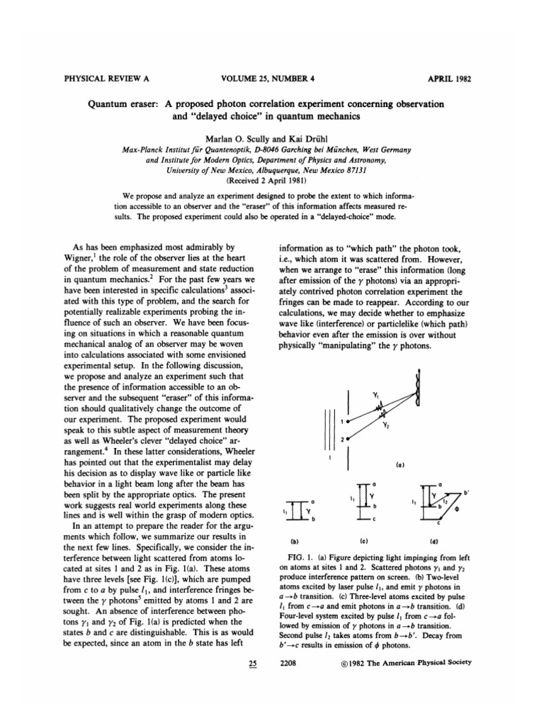 Quantum Eraser A Proposed Photon Correlation Experiment Concerning Observation and A Delayed ...