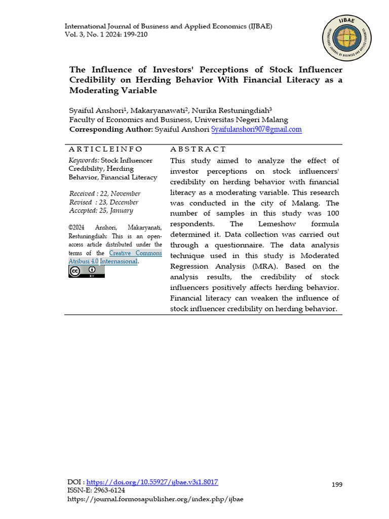 The Influence of Investors Perceptions | PDF | Behavioral Economics ...
