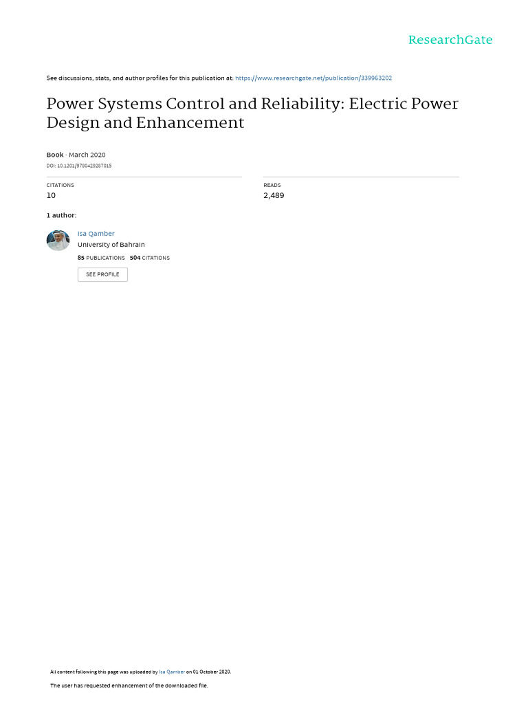 Power Systems Control and Reliability | PDF | Reliability Engineering