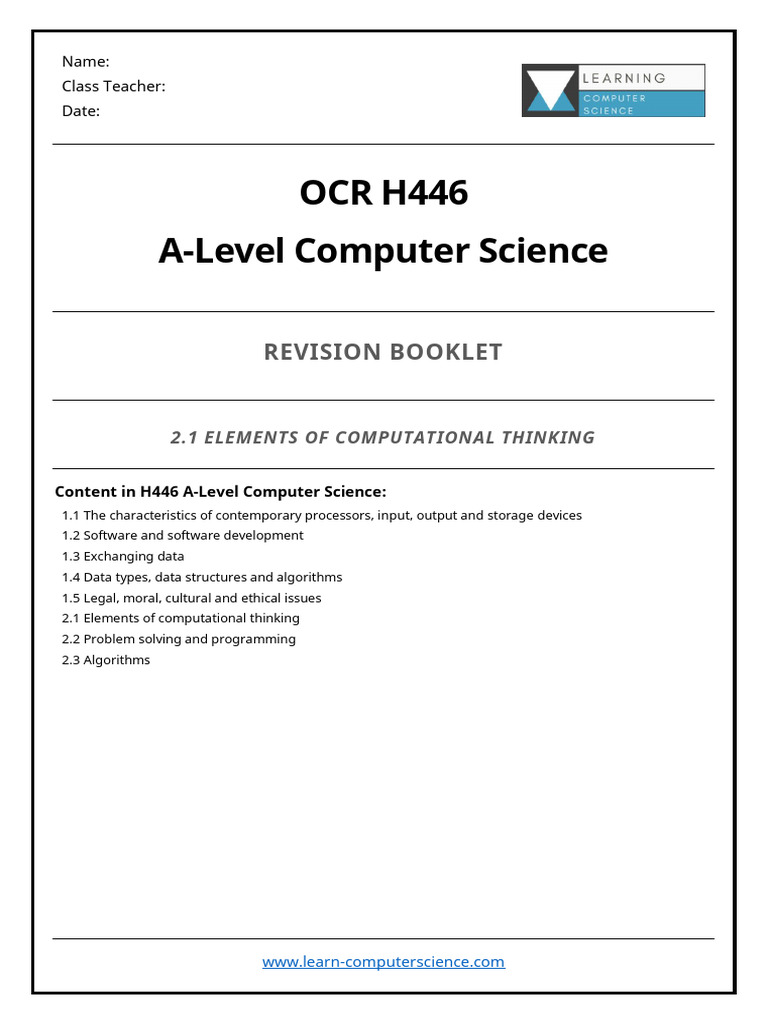 Ocr h446!2!1 Revision Booklet | PDF | Computing | Computer Engineering