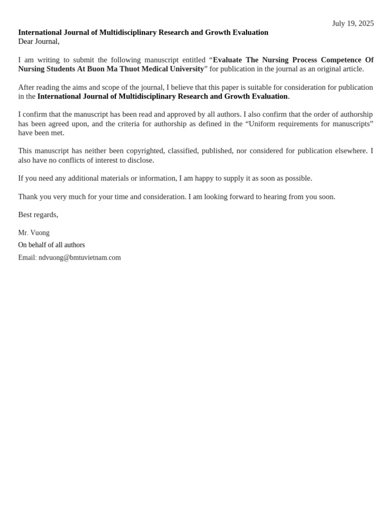 Cover Letter - Nguyen Dang Vuong | PDF