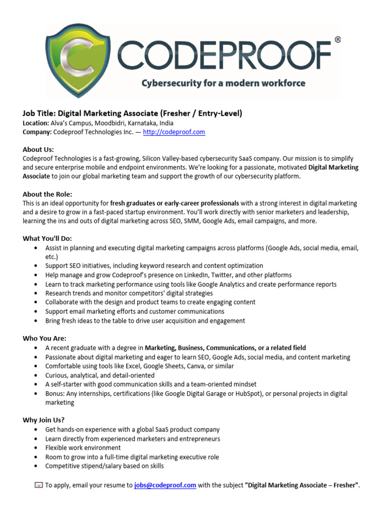 Digital Marketing Associate Job in Karnataka | PDF | Digital Marketing ...