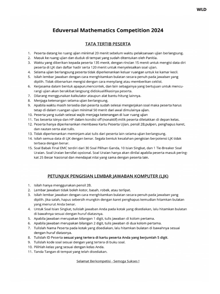 Soal Final EMC 2024-WLD Kelas 9 | PDF