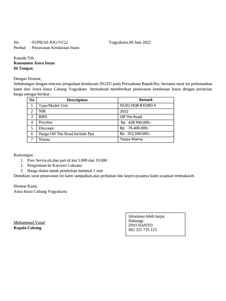 Contoh Penawaran Harga | PDF