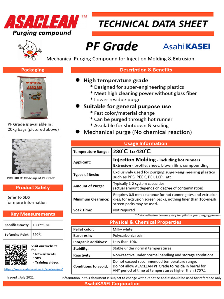 ASACLEAN PF Grade Is A Non-Glass Filled, High Temperature Purging ...
