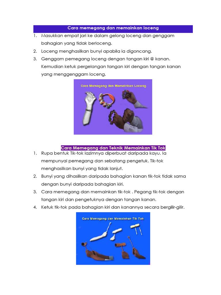Cara Memegang Dan Memainkan Loceng | PDF