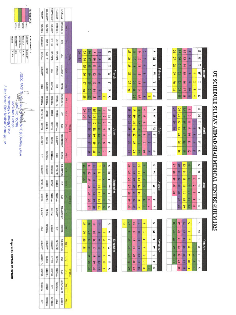 OT Schedule 2025 | PDF