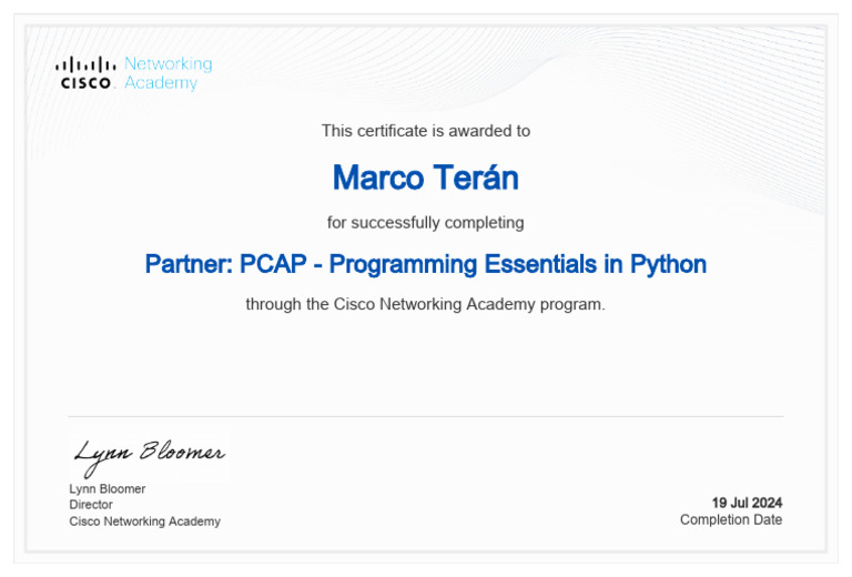 Partner - PCAP - Programming Essentials in Python Certificate Mdteranb-Utn-Edu-Ec | PDF