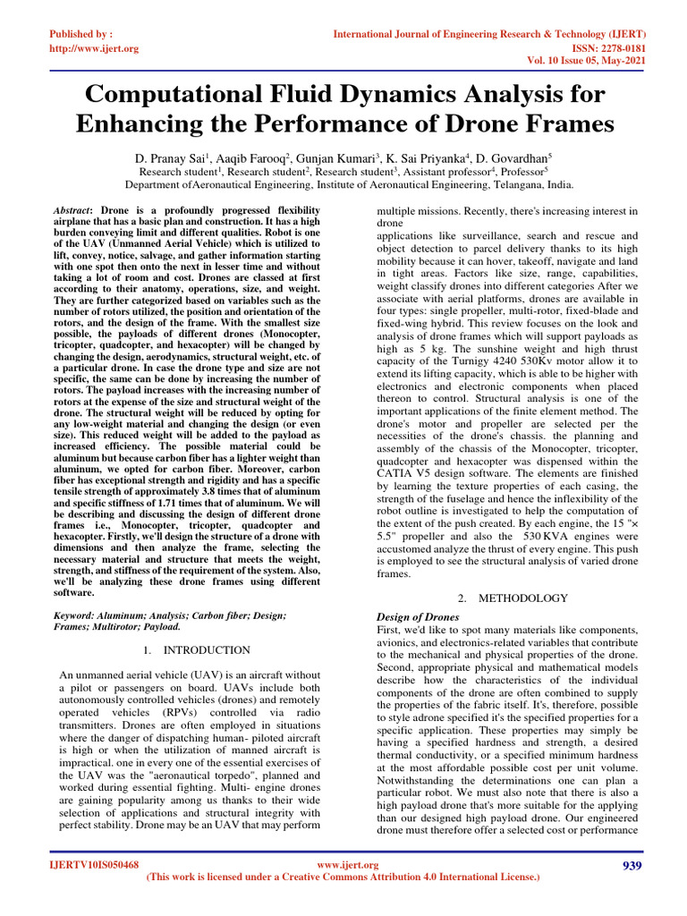 Computational Fluid Dynamics Analysis Fo | PDF | Unmanned Aerial Vehicle | Quadcopter