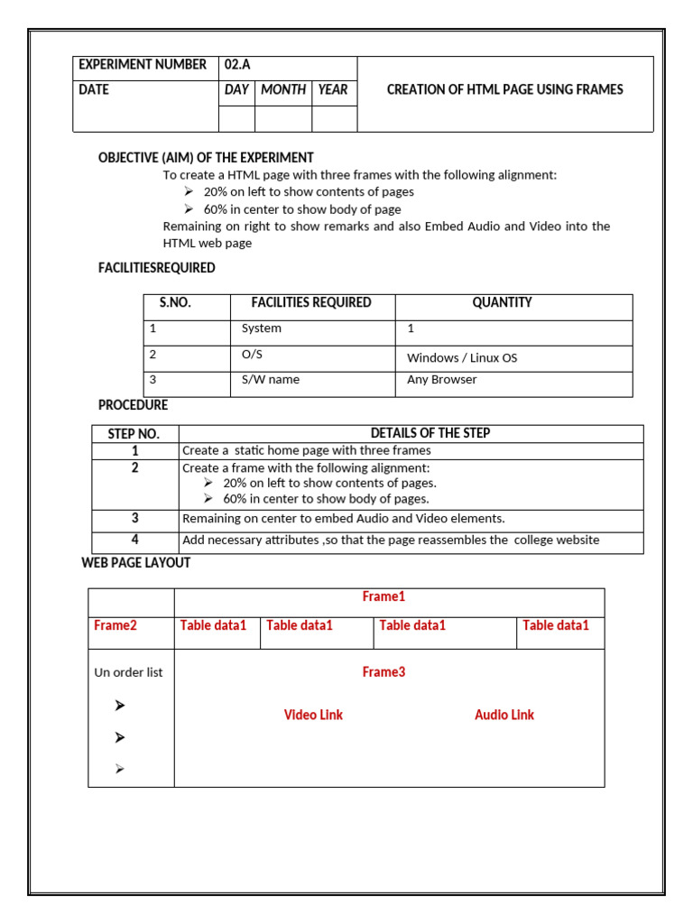 Creation of HTML Page Using Frames | PDF | Hyperlink | Html Element