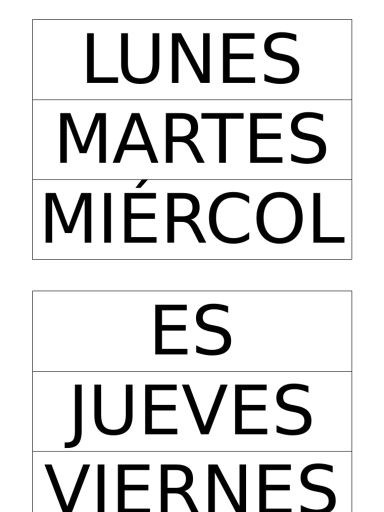 Dias de La Semana y Meses Del Año | PDF
