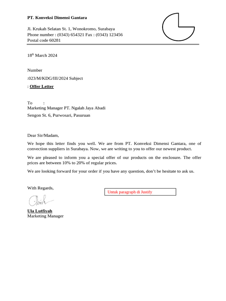 Offer Letter - Ulul Azmiyah | PDF