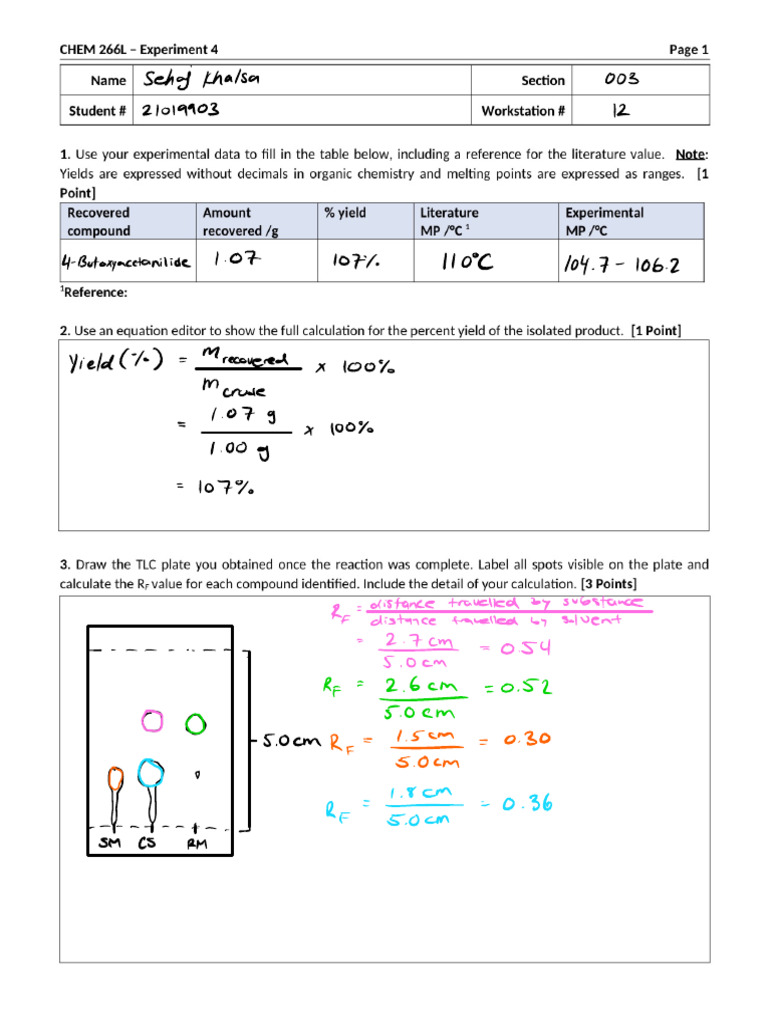 CHEM 266L Exp 4 Page 1 Template | PDF | Chemistry
