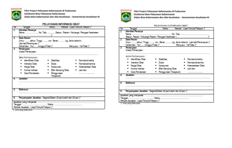Form Pelayanan Informasi Obat Pdf