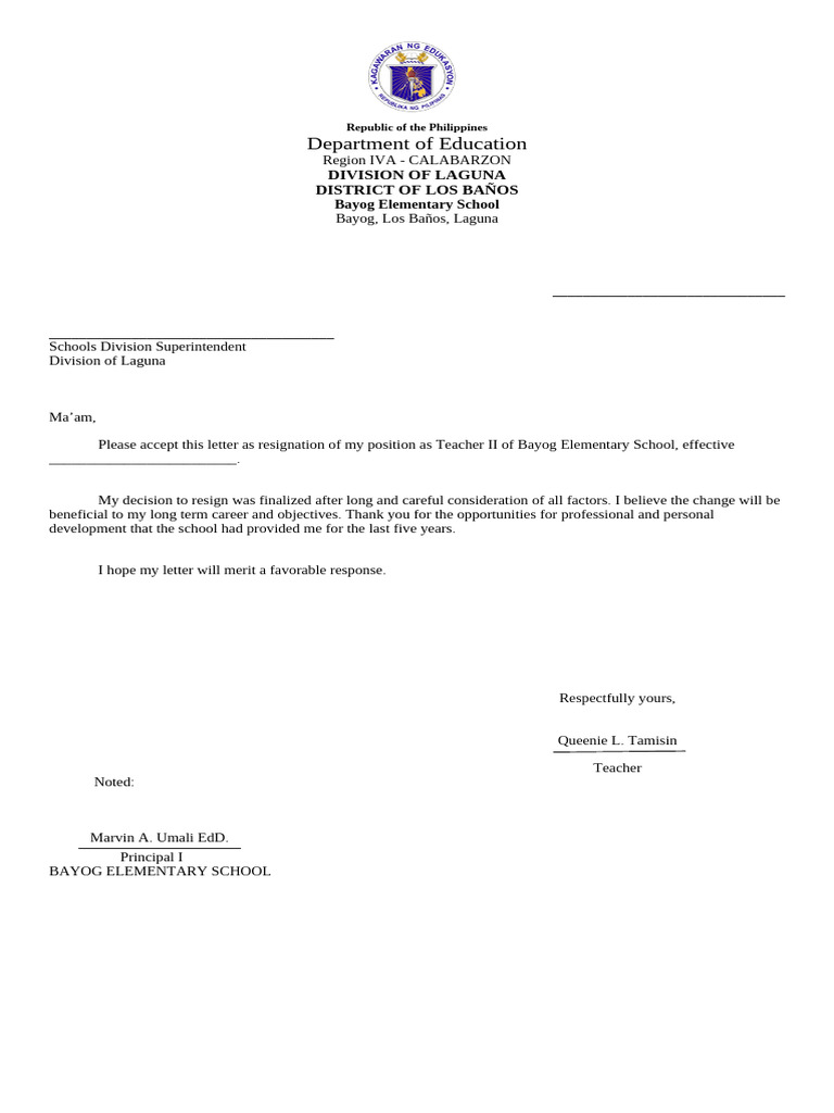 Resignation Deped | PDF