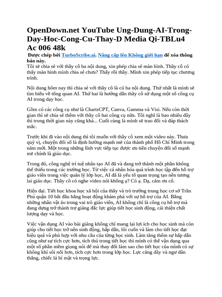 B N CHÉP L I Ung Dung AI Trong Day Hoc Cong Cu Thay | PDF