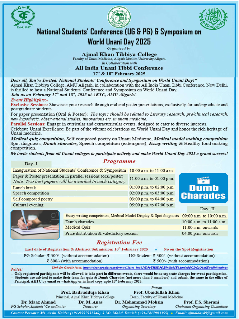 National Unani Students' Conference 2025 | PDF | Academia | Higher ...