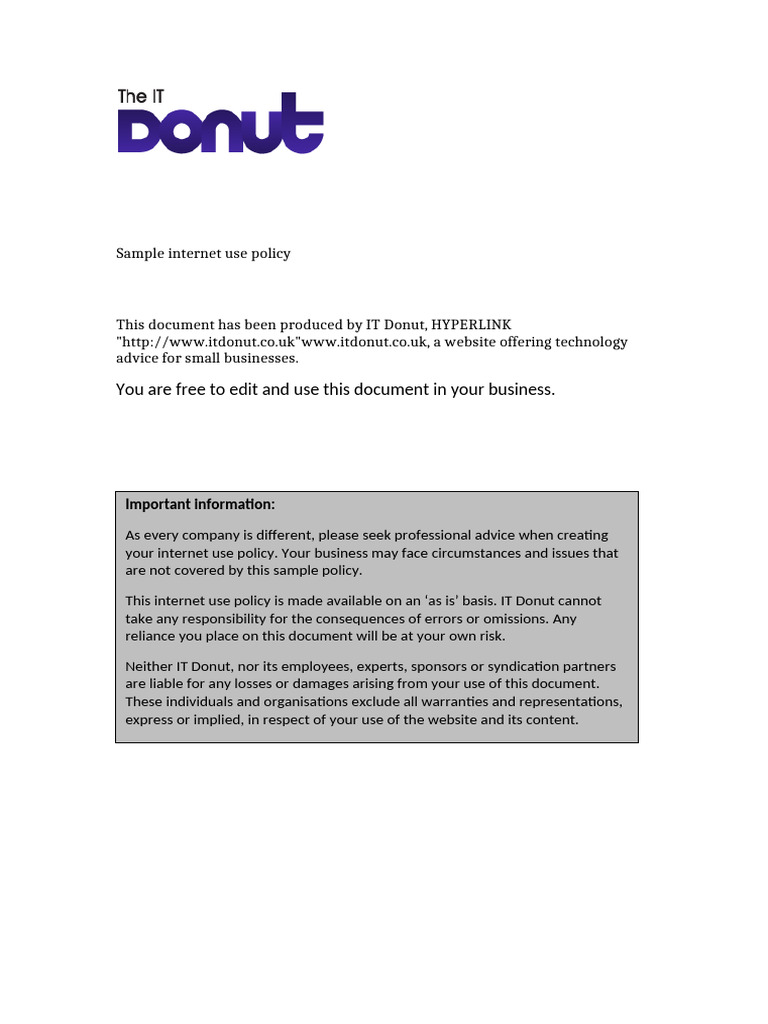 Sample Internet Use Policy Template | PDF | Internet | Copyright
