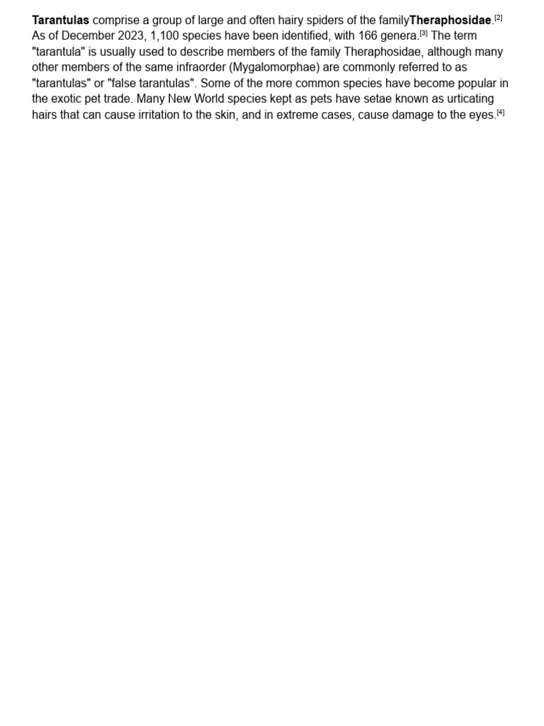 Overview of Tarantula Species and Care | PDF