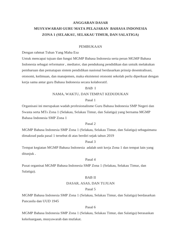 Contoh AD-ART MGMP | PDF