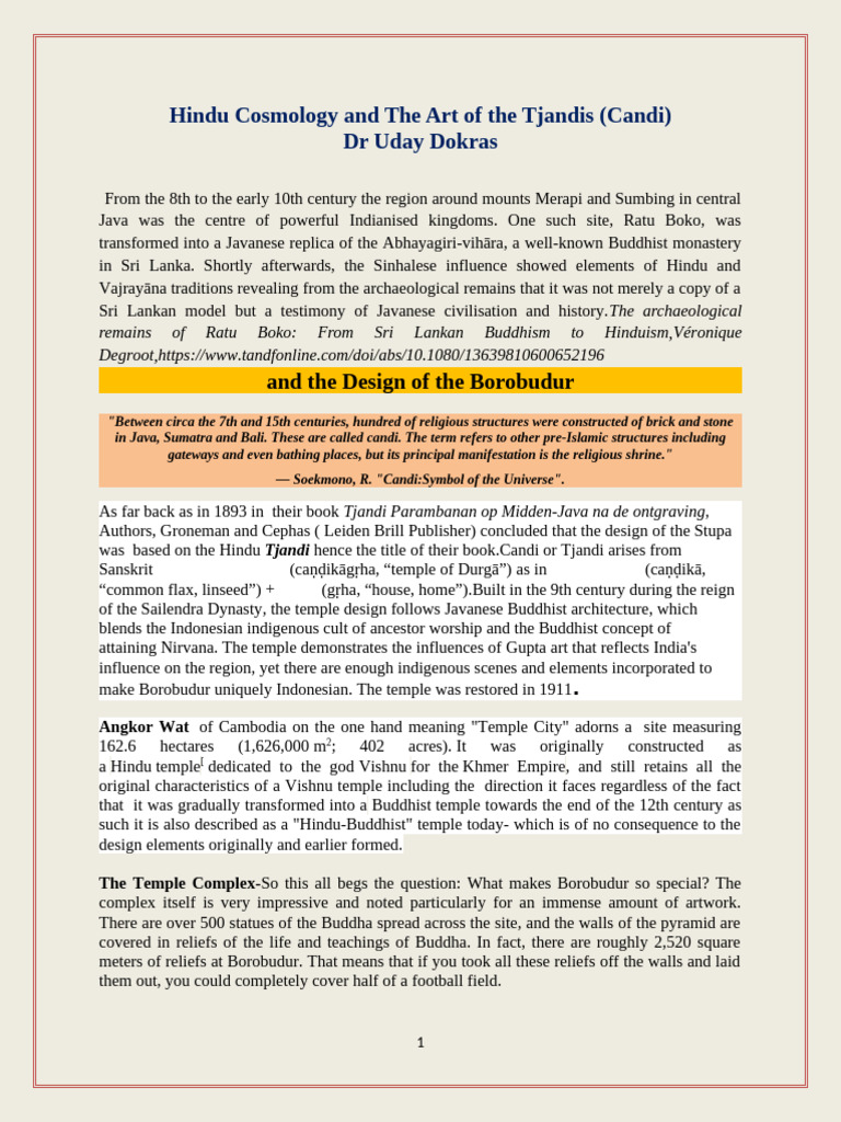 Hindu Cosmology and The Art of The Tjandis | PDF | Pyramid