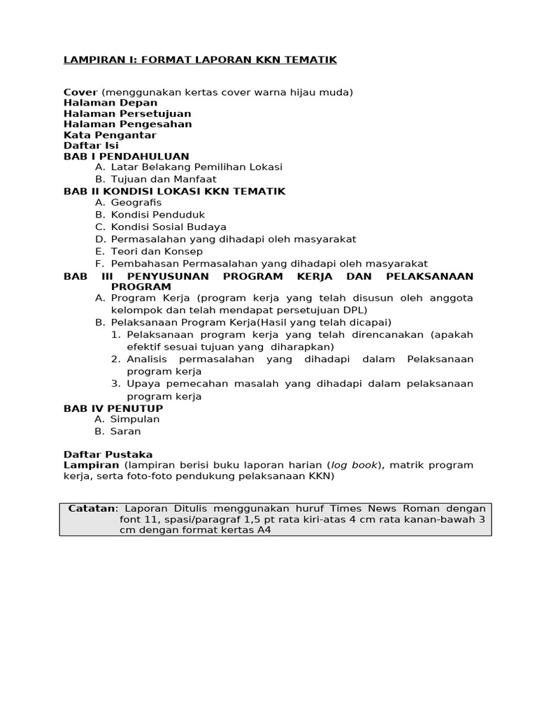 Format Laporan KKN ITKB-1 | PDF