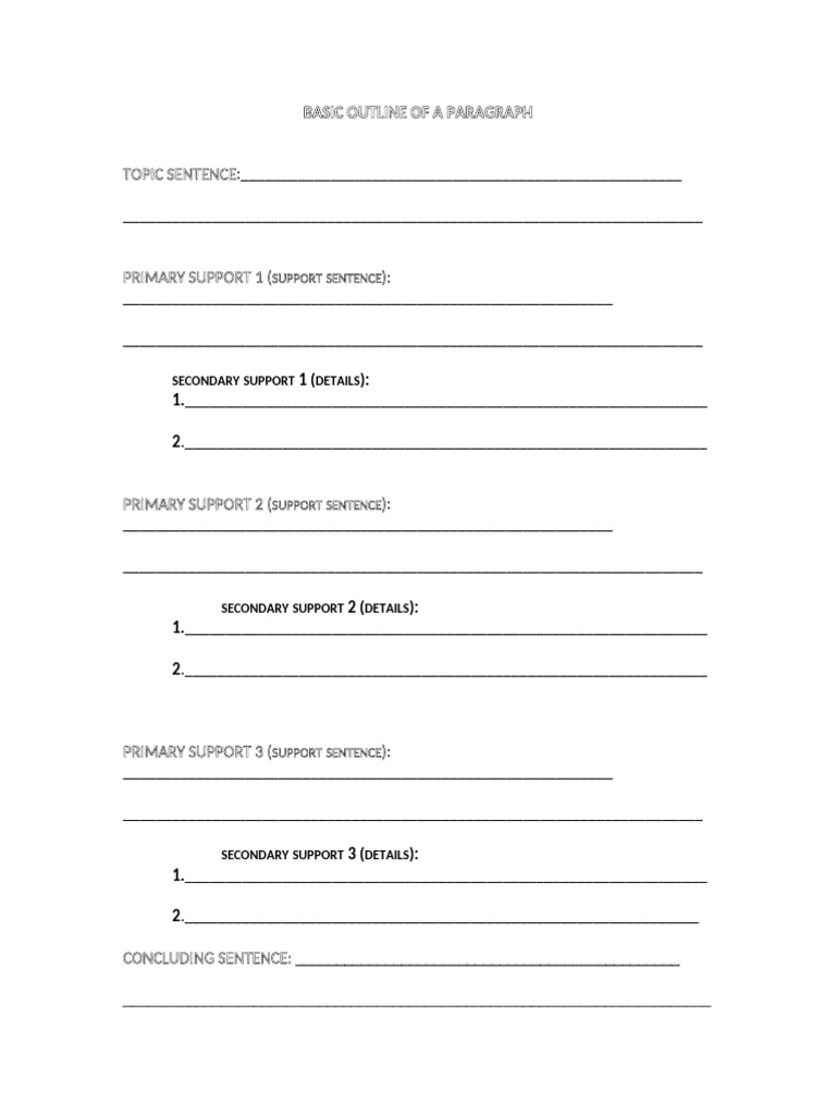 Basic Paragraph Outline Guide | PDF