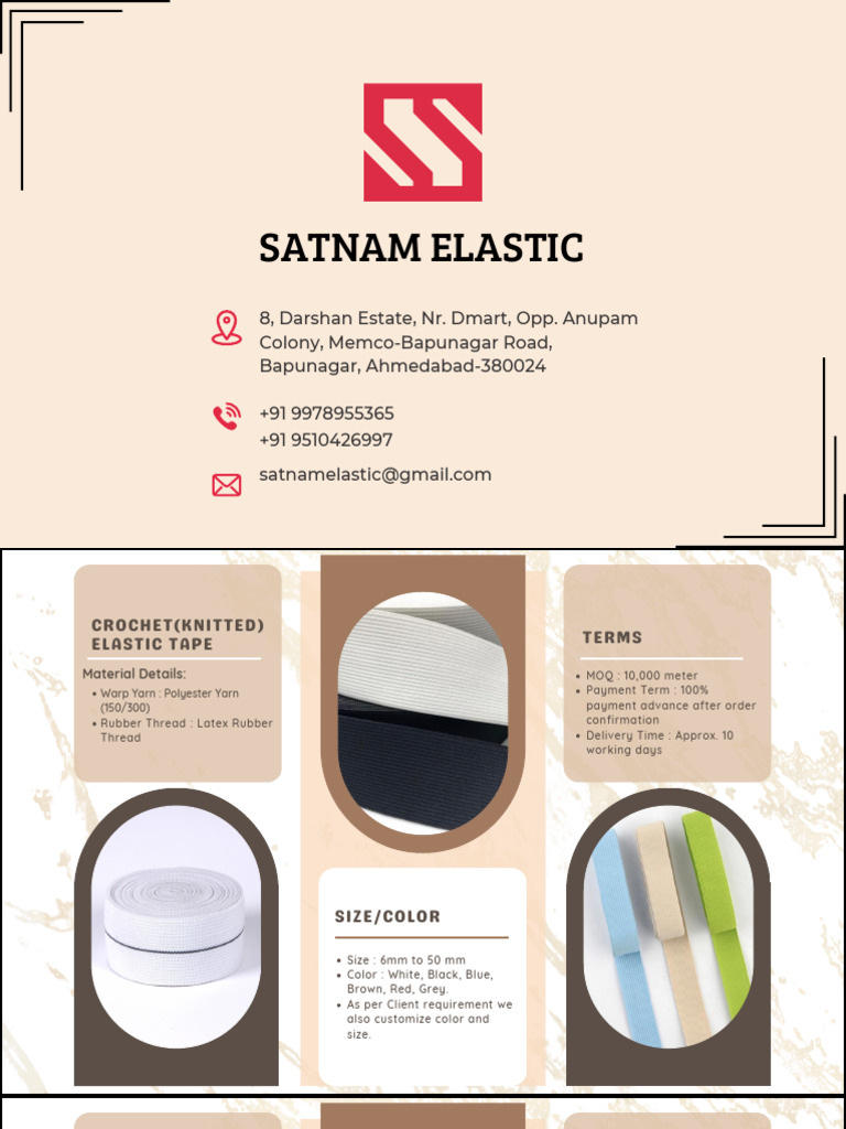 Polyester White Rubber Elastic Tape | PDF | Yarn | Natural Rubber