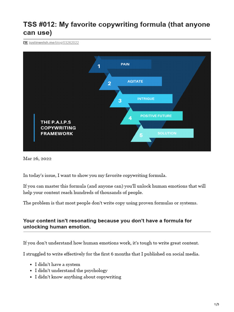 Justinwelsh - me-tSS 012 My Favorite Copywriting Formula That Anyone ...