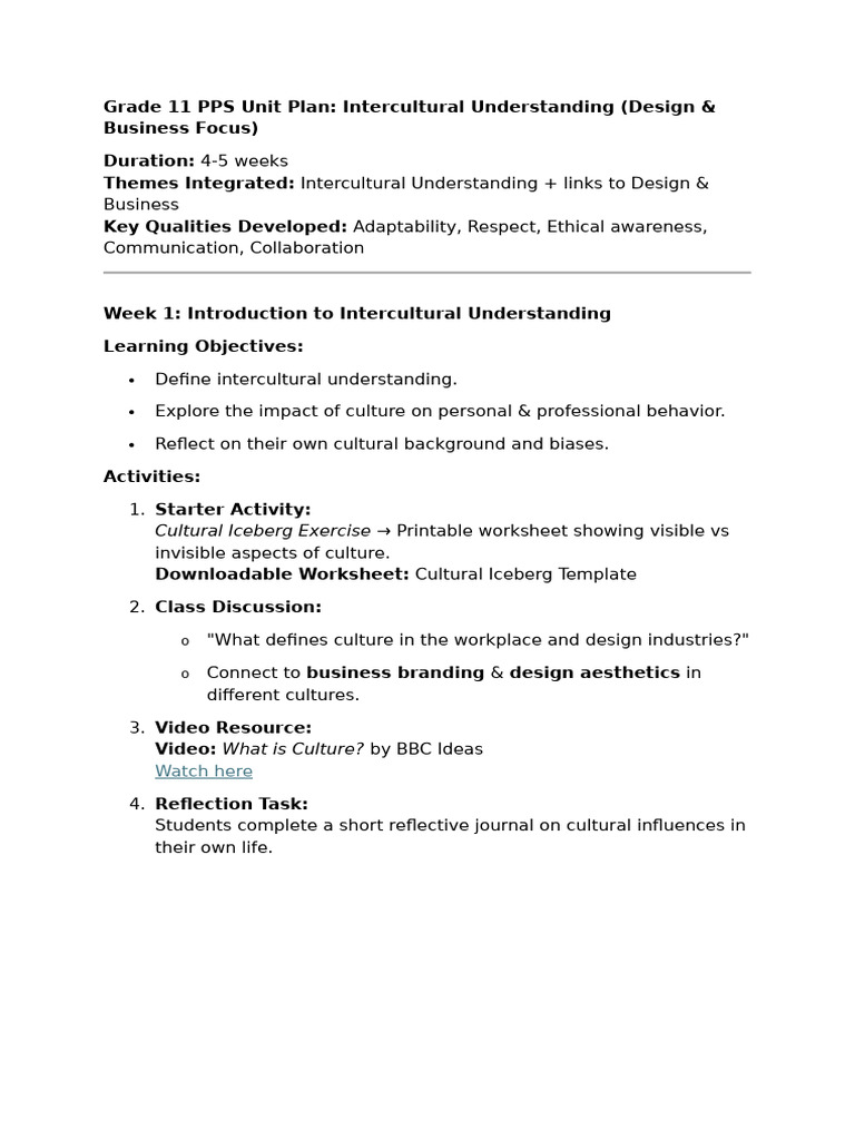 Grade 11 PPS Unit Plan | PDF