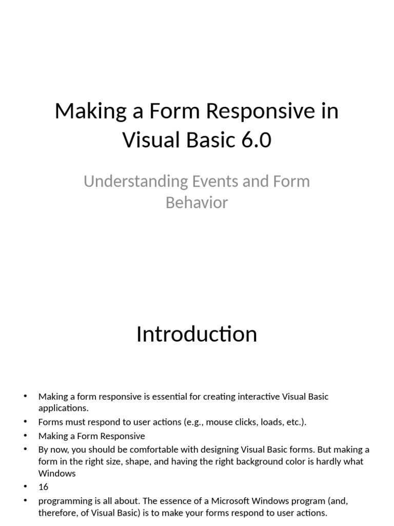 VB6 Responsive Form Presentation | PDF | Computer Programming ...
