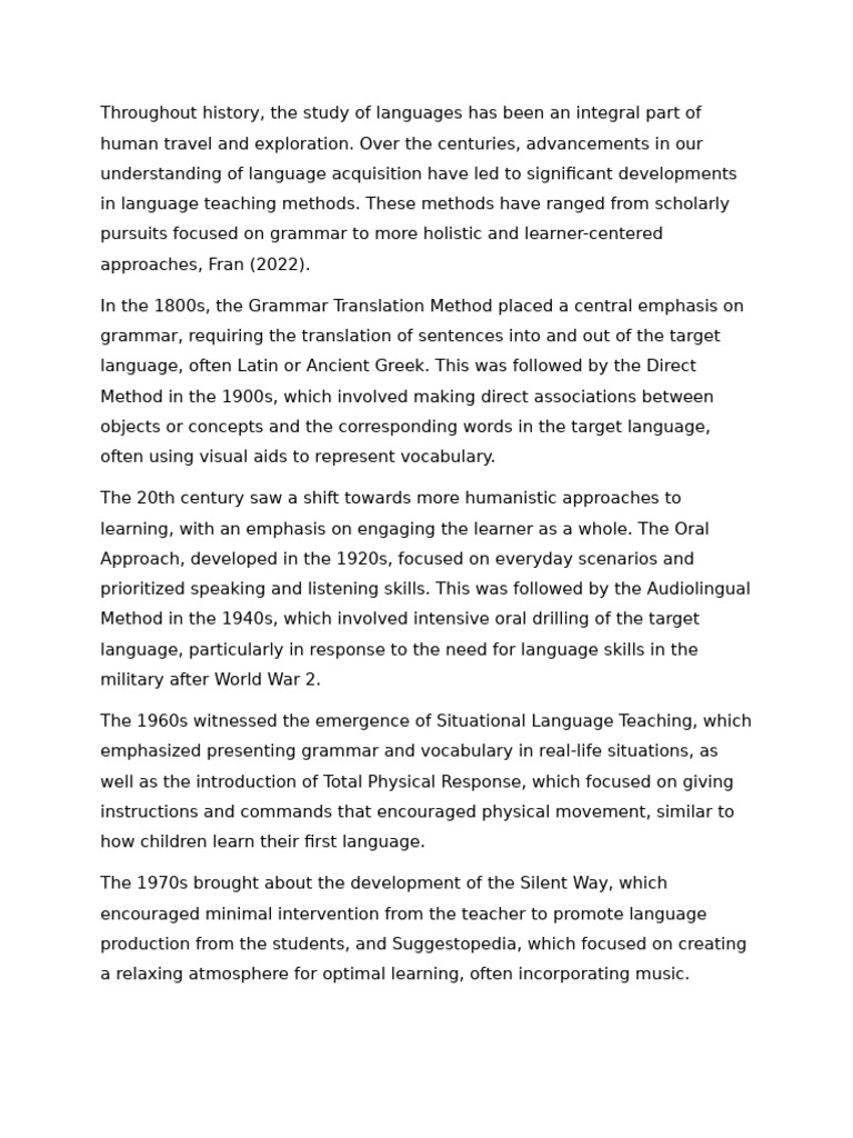 History of Language Teaching | PDF | Language Education | Applied ...