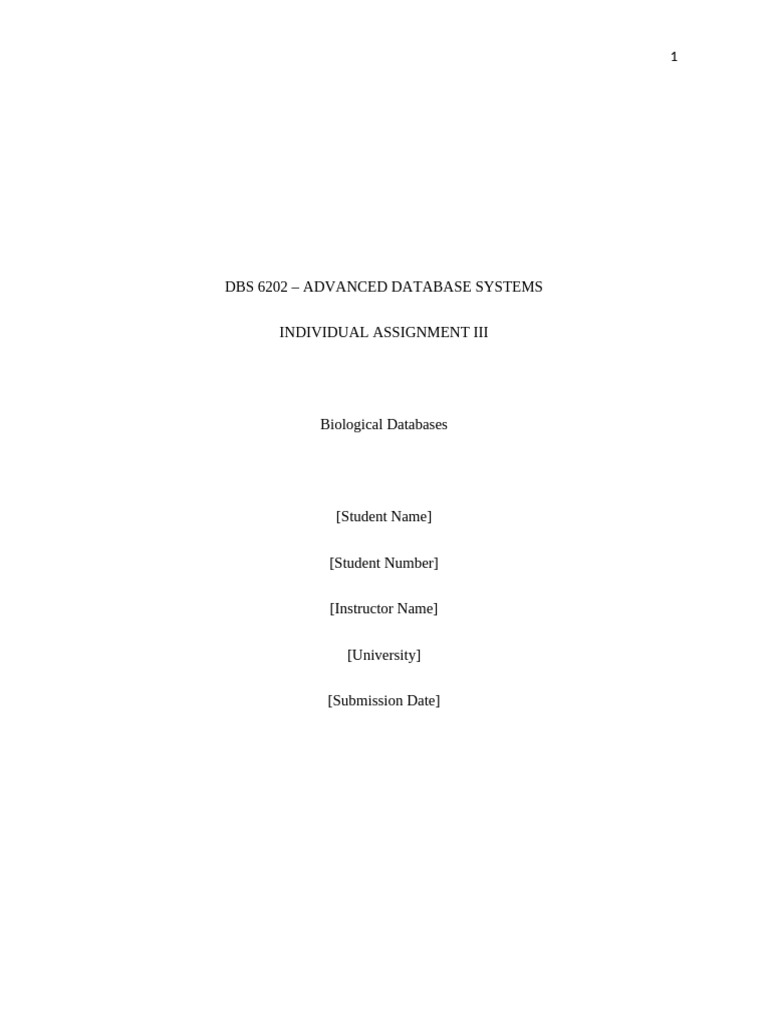 DBS 6202 - Advanced Database Systems Individual Assignment Iii | PDF | Databases | Proteins
