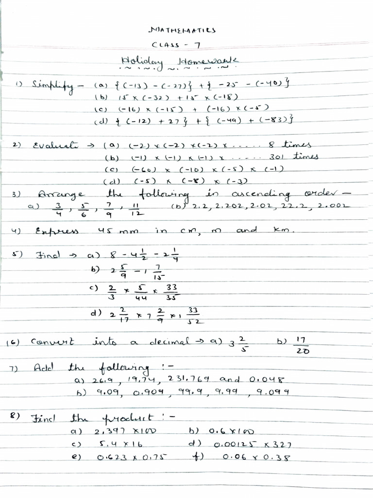 Class- VII Mathematics | PDF