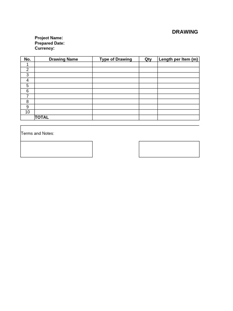 Drawing Cost Estimation Template | PDF