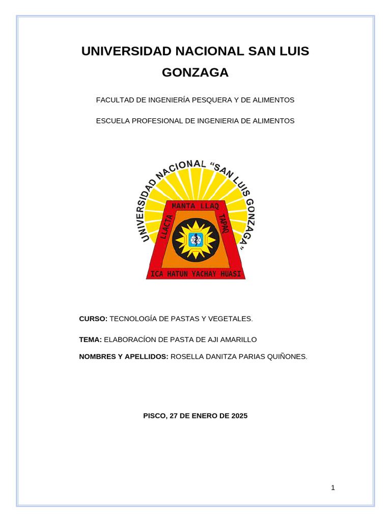 Informe Pasta de Ají | PDF | Ají picante | Alimentos