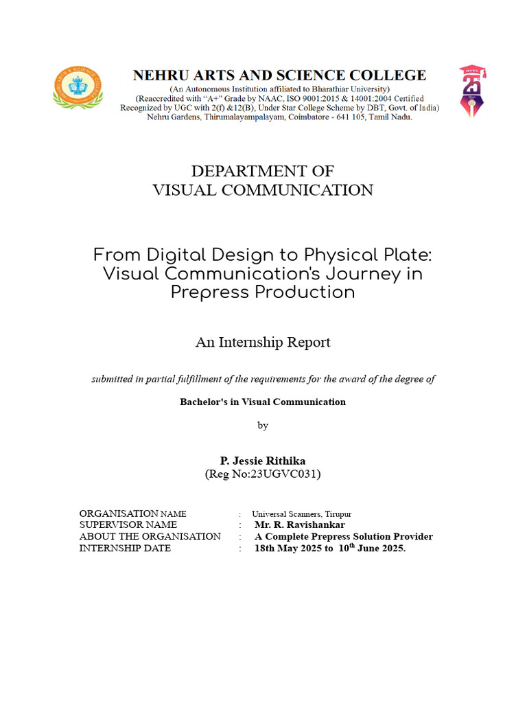 Jessie Intership Report - (A4 Format) - 1 | PDF | Graphic Design ...
