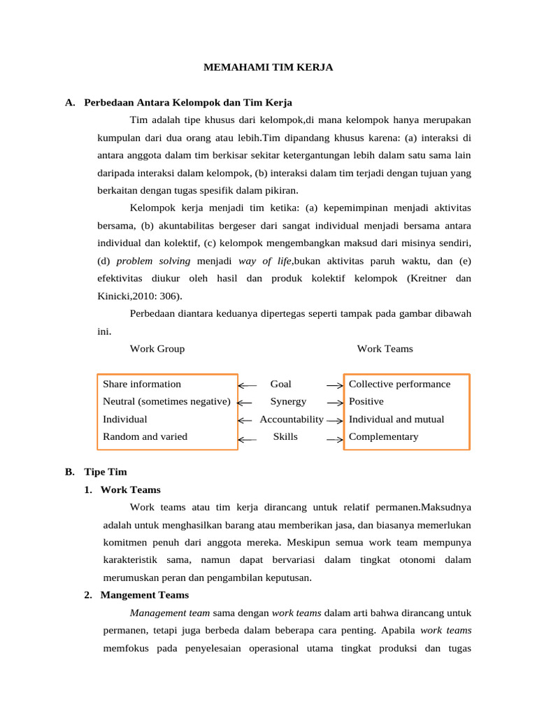 Memahami Perbedaan dan Tipe Tim Kerja | PDF