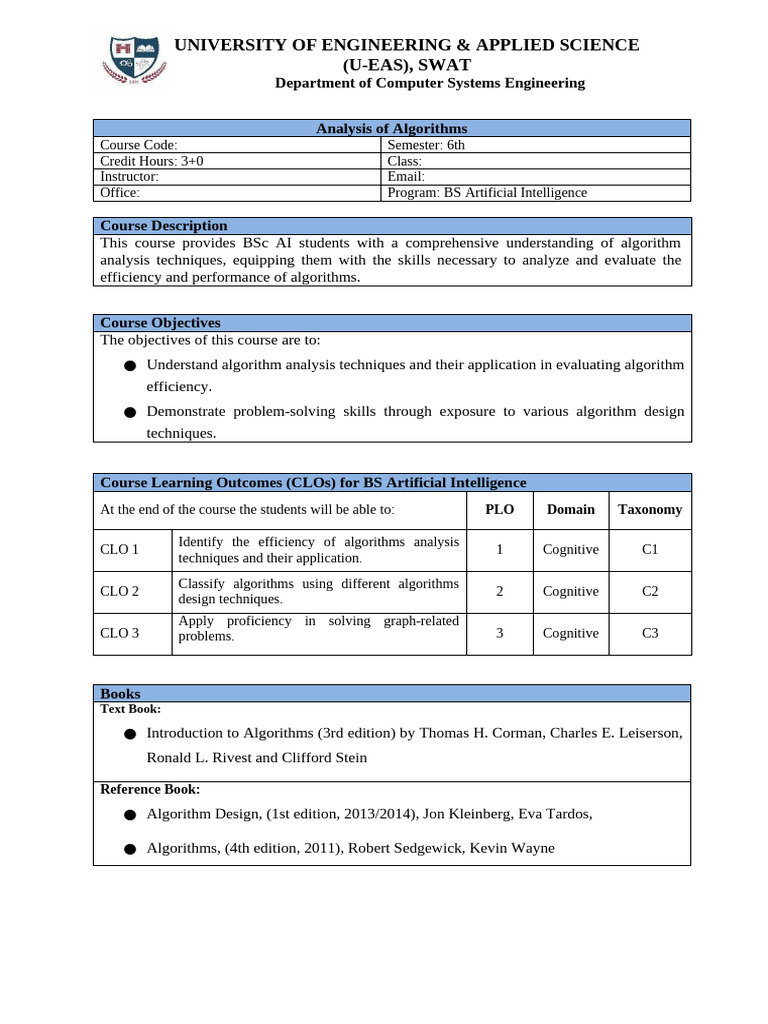Analysis of Algorithms CSF (TH) | PDF | Dynamic Programming | Computer Programming