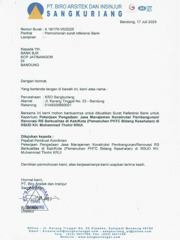Permohonan Surat Referensi Bank BJB - 0001 | PDF