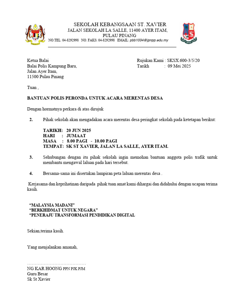 Surat POLIS TRAFIC-merentas Desa | PDF