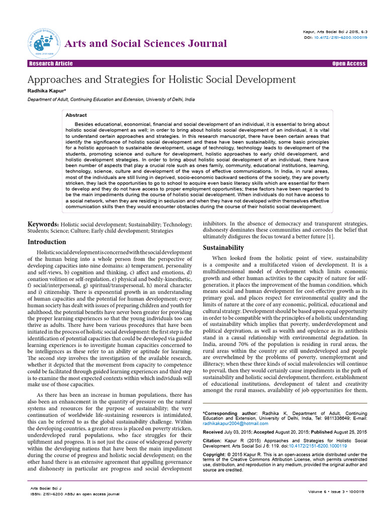 Holistic Social Development Strategies | PDF | Child Development ...