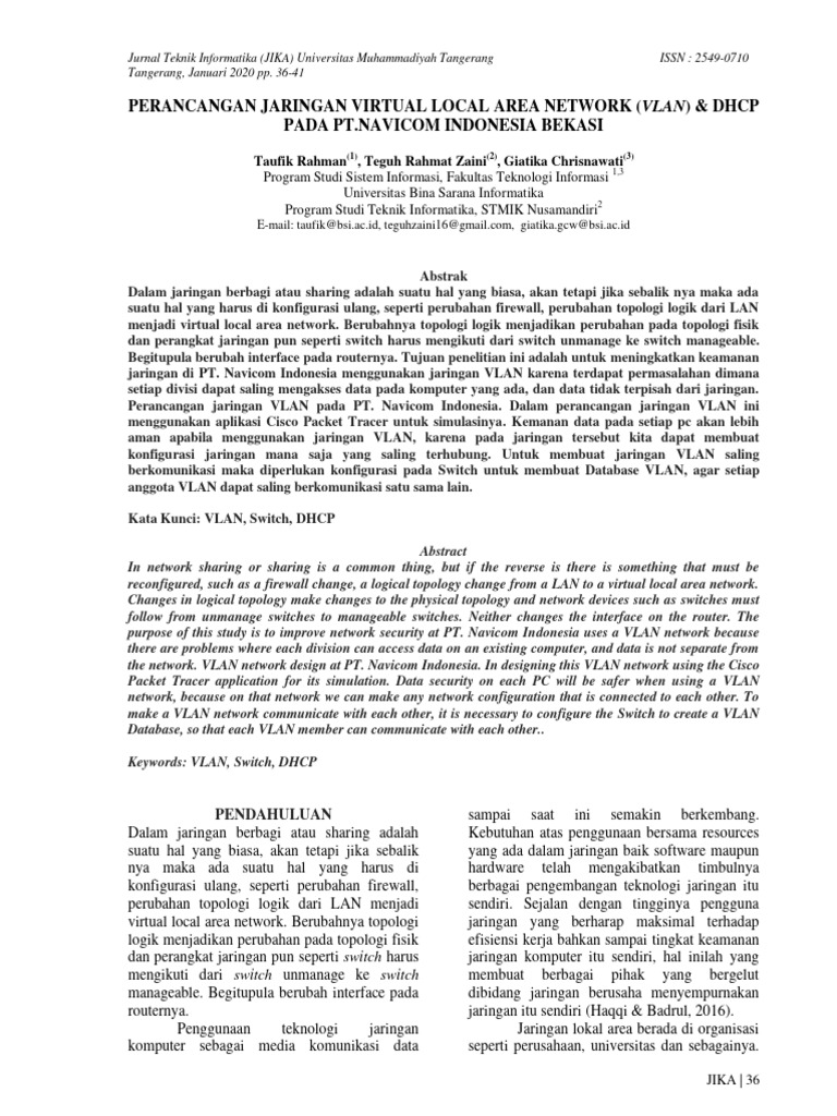 Desain VLAN dan DHCP di PT Navicom | PDF