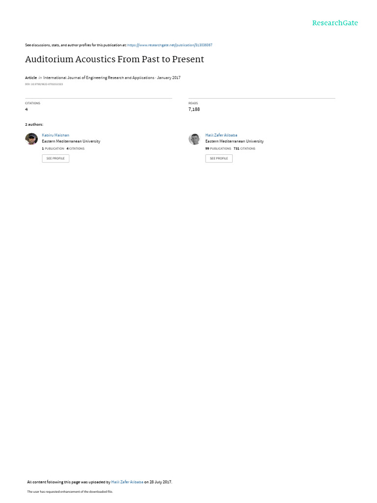 Auditorium Acoustics From Past To Present | PDF | Reflection (Physics ...