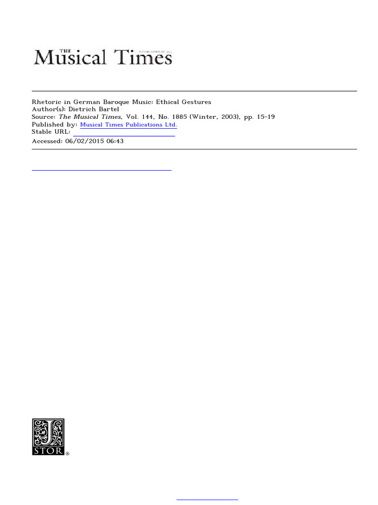 Rhetoric in German Baroque Music | PDF | Musicology