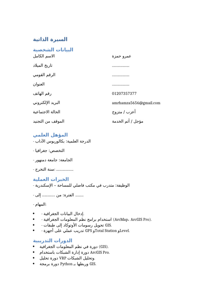 Template CV Arabic | PDF