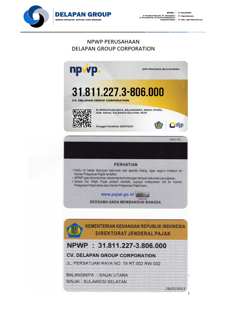 NPWP Perusahaan | PDF