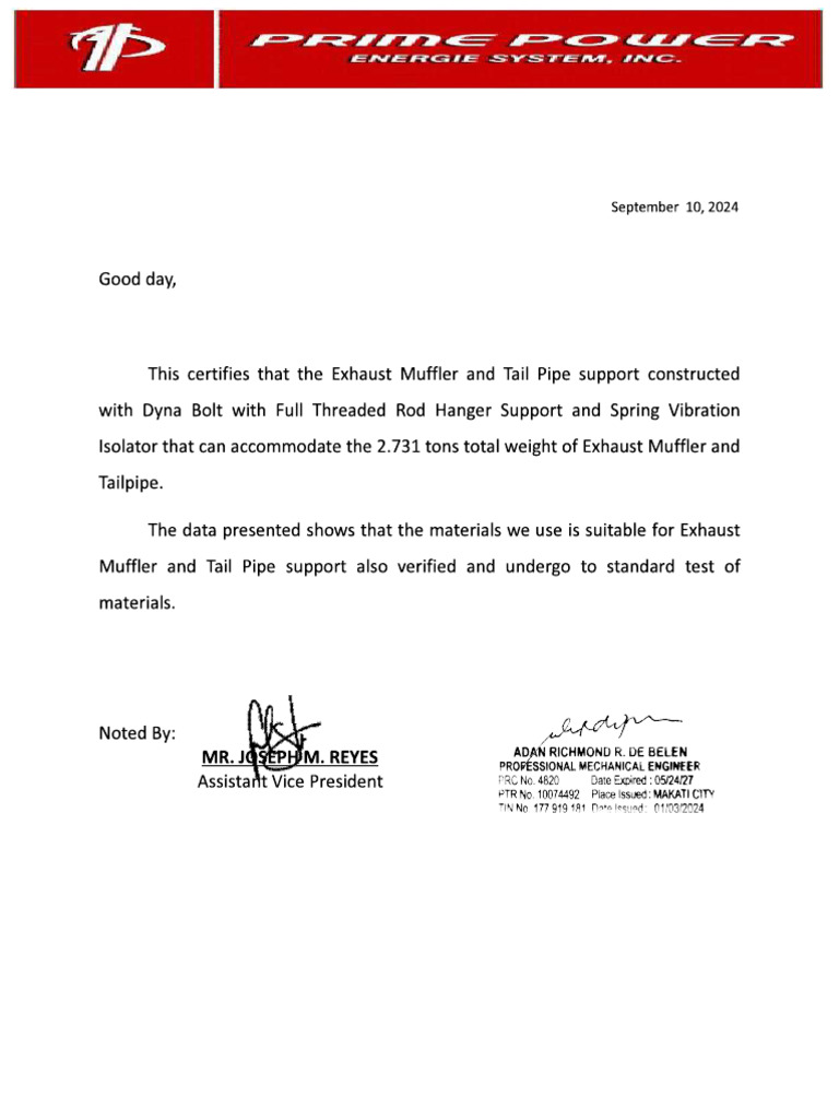 Cert. of Spring Vibro, Rod & Dynabolt | PDF | Mechanical Engineering