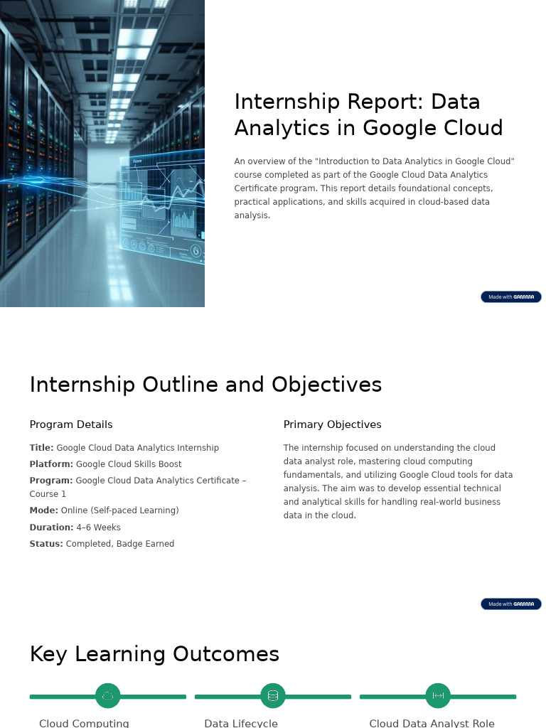 Internship Report Data Analytics in Google Cloud | PDF | Cloud Computing | Data Analysis